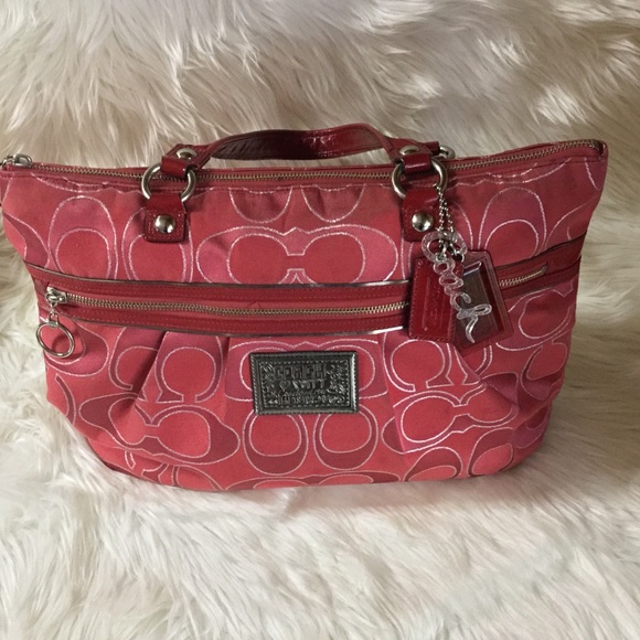 Coach | Bags | Coach Large Poppy Red Signature C Bag Leather | Poshmark